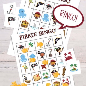 Pirate Bingo Game for Parties; 30 Printable Game Boards; Cute Gift Idea ...