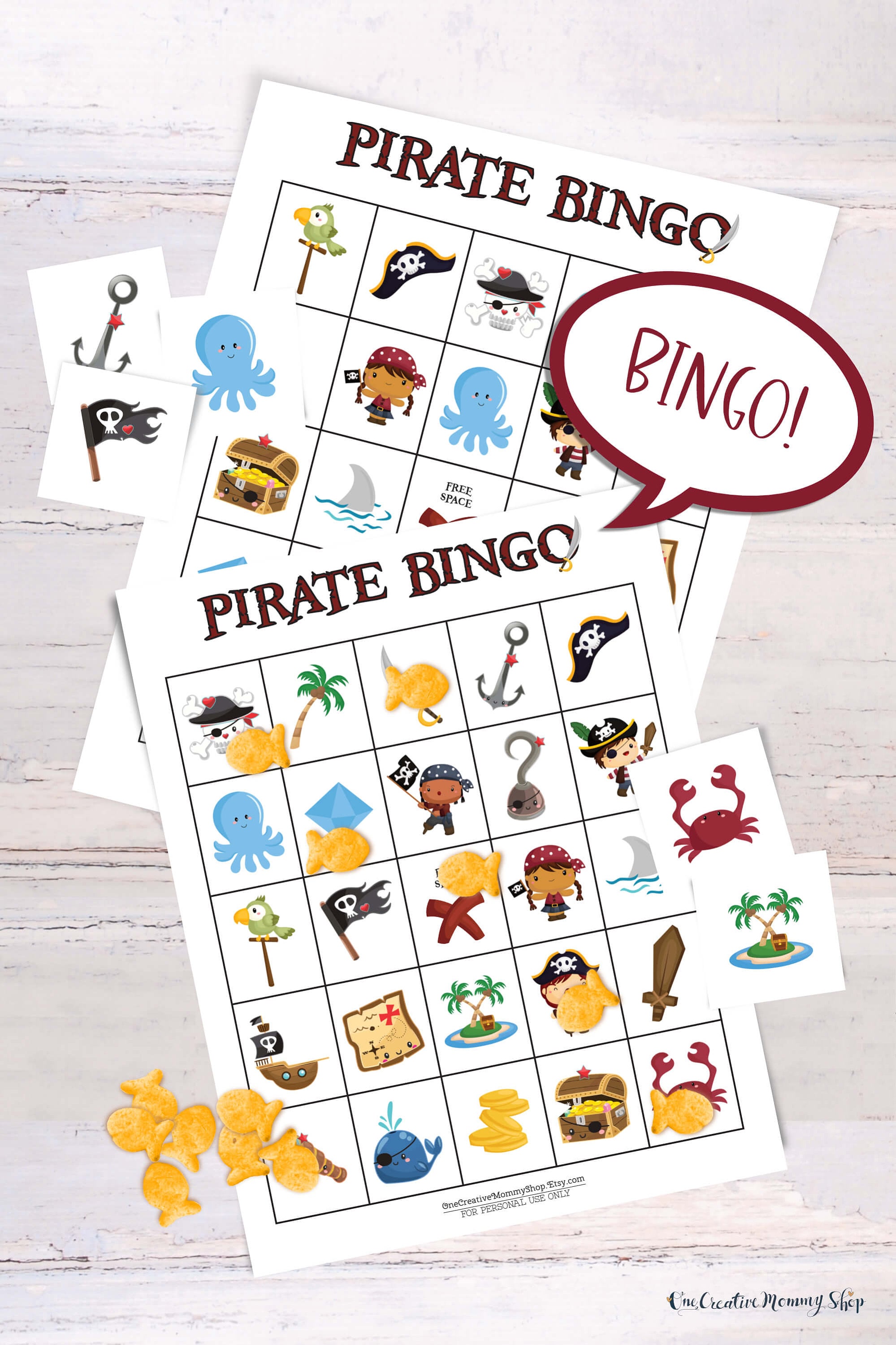 Pirate Bingo Game for Parties; 30 Printable Game Boards; Cute Gift Idea ...