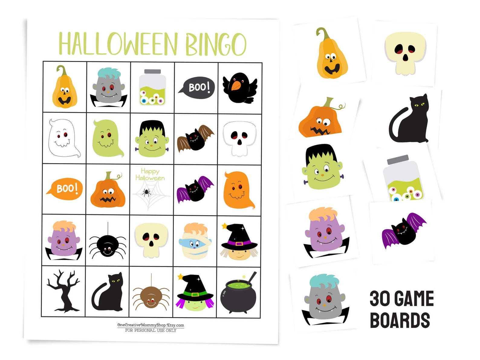 Halloween Bingo Spooky Card Game for Parties and Large Groups; 30 ...
