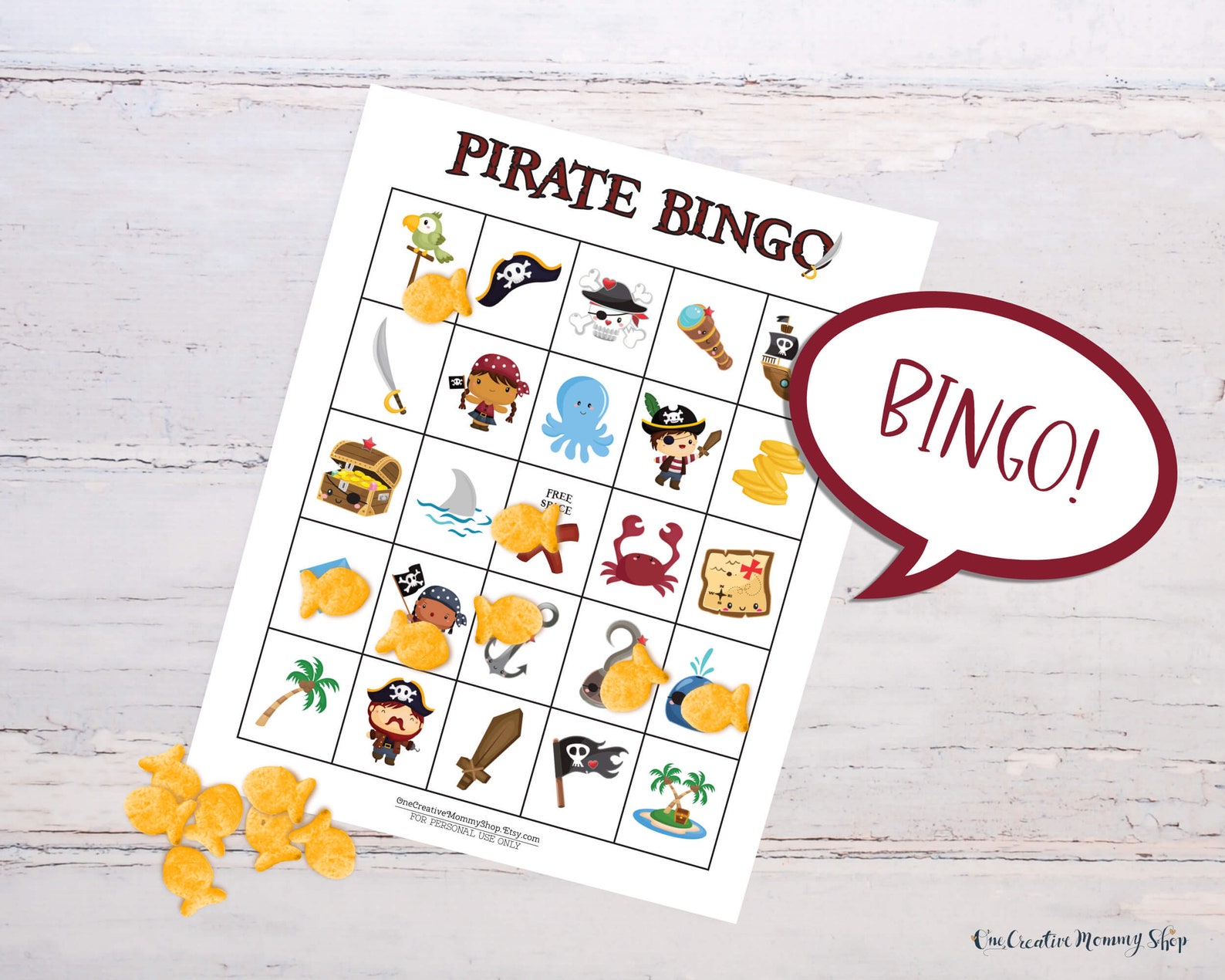 Pirate Bingo Game for Parties; 30 Printable Game Boards; Cute Gift Idea ...
