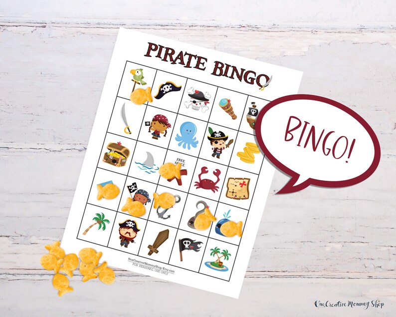 Pirate Bingo Game for Parties; 30 Printable Game Boards; Cute Gift Idea ...
