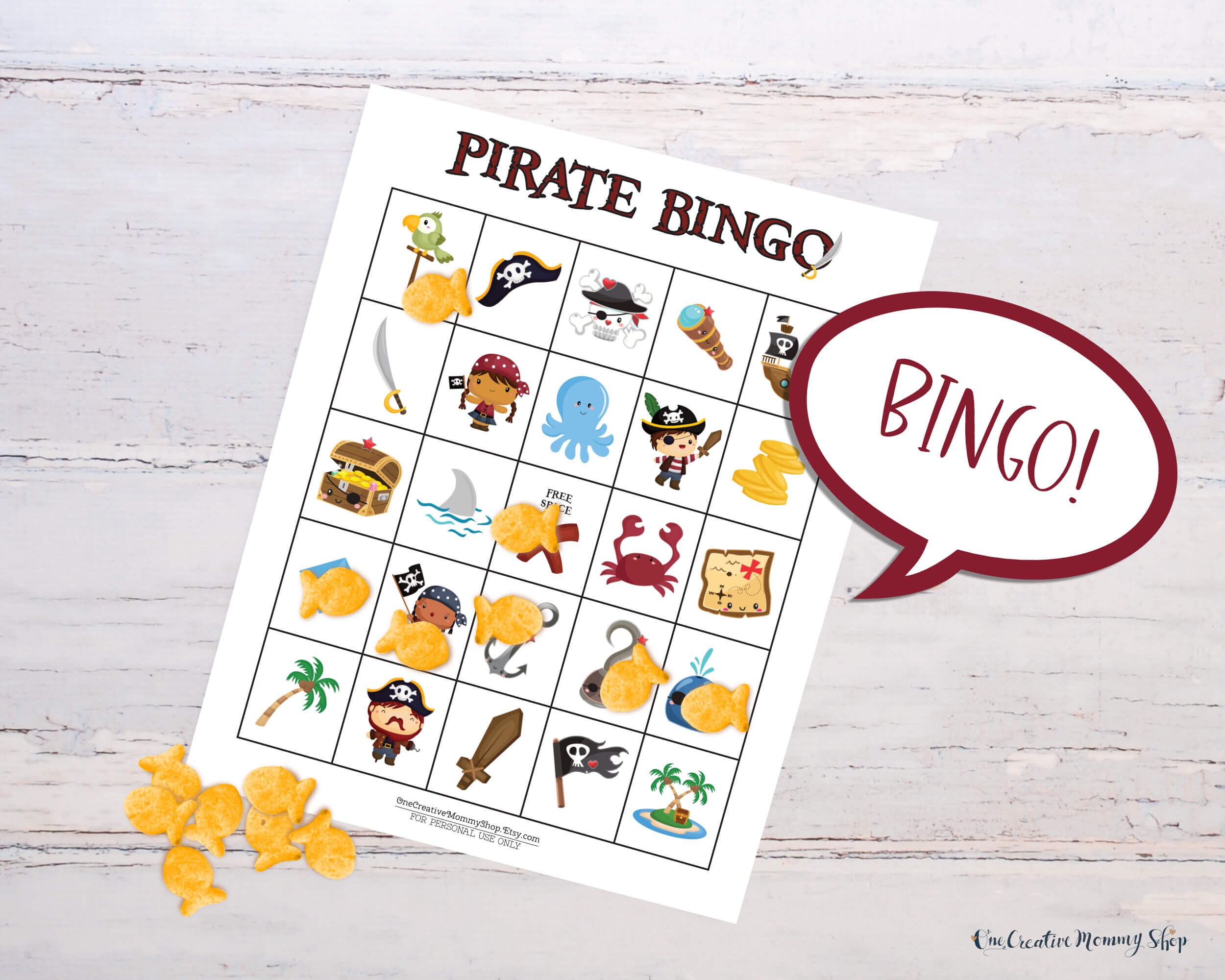 Pirate Bingo Game for Parties; 30 Printable Game Boards; Cute Gift Idea ...