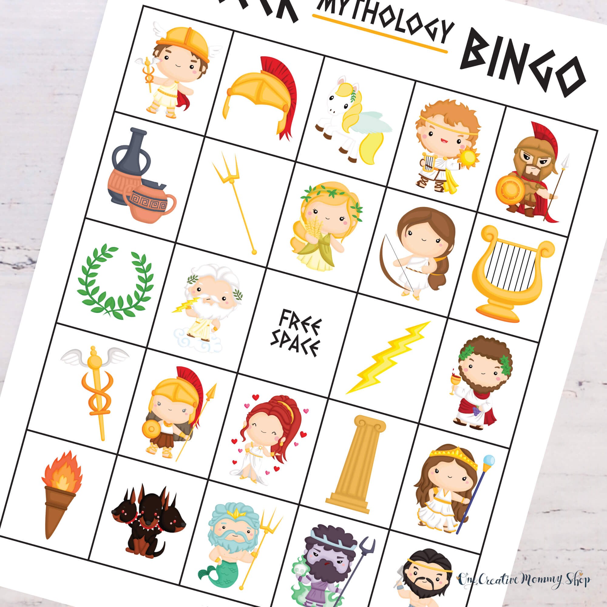 Greek Mythology Bingo Game for Kids Greek Gods and Goddesses 30 ...