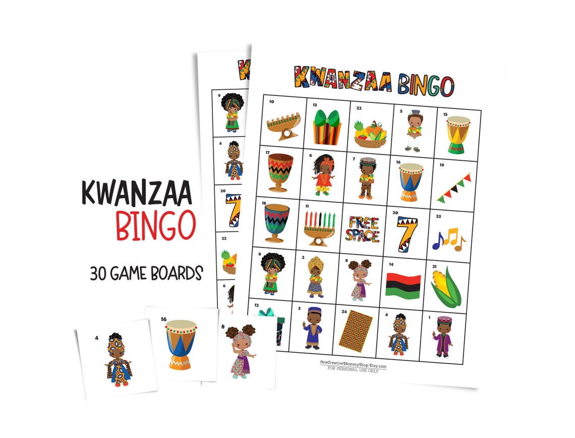 Kwanzaa Bingo Card Game for Parties and Family Gatherings; 30 Printable ...