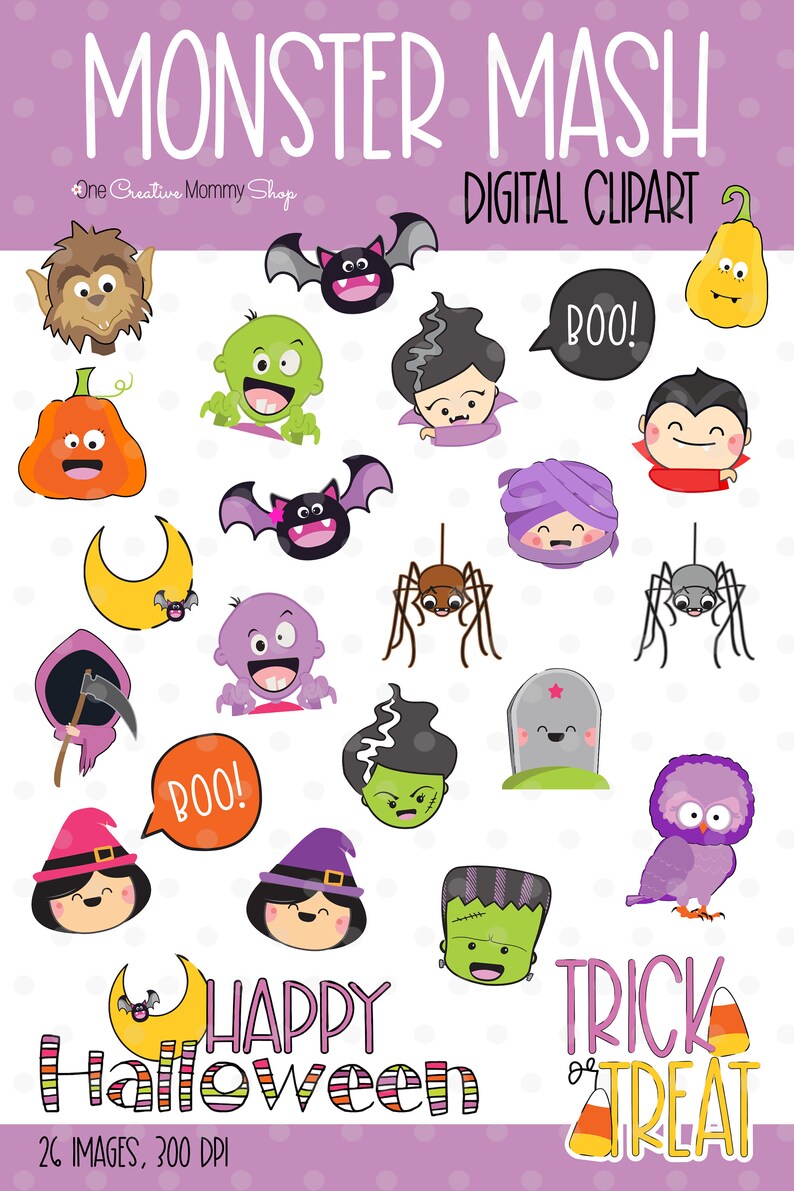 Monster Mash Halloween Clipart | Etsy