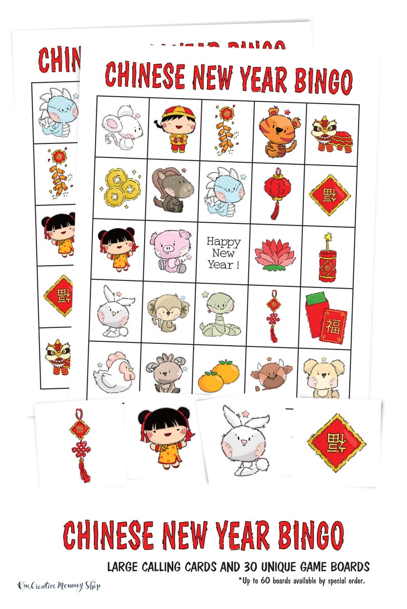 Chinese New Year Bingo Card Game for Parties and Family Gatherings 30 ...