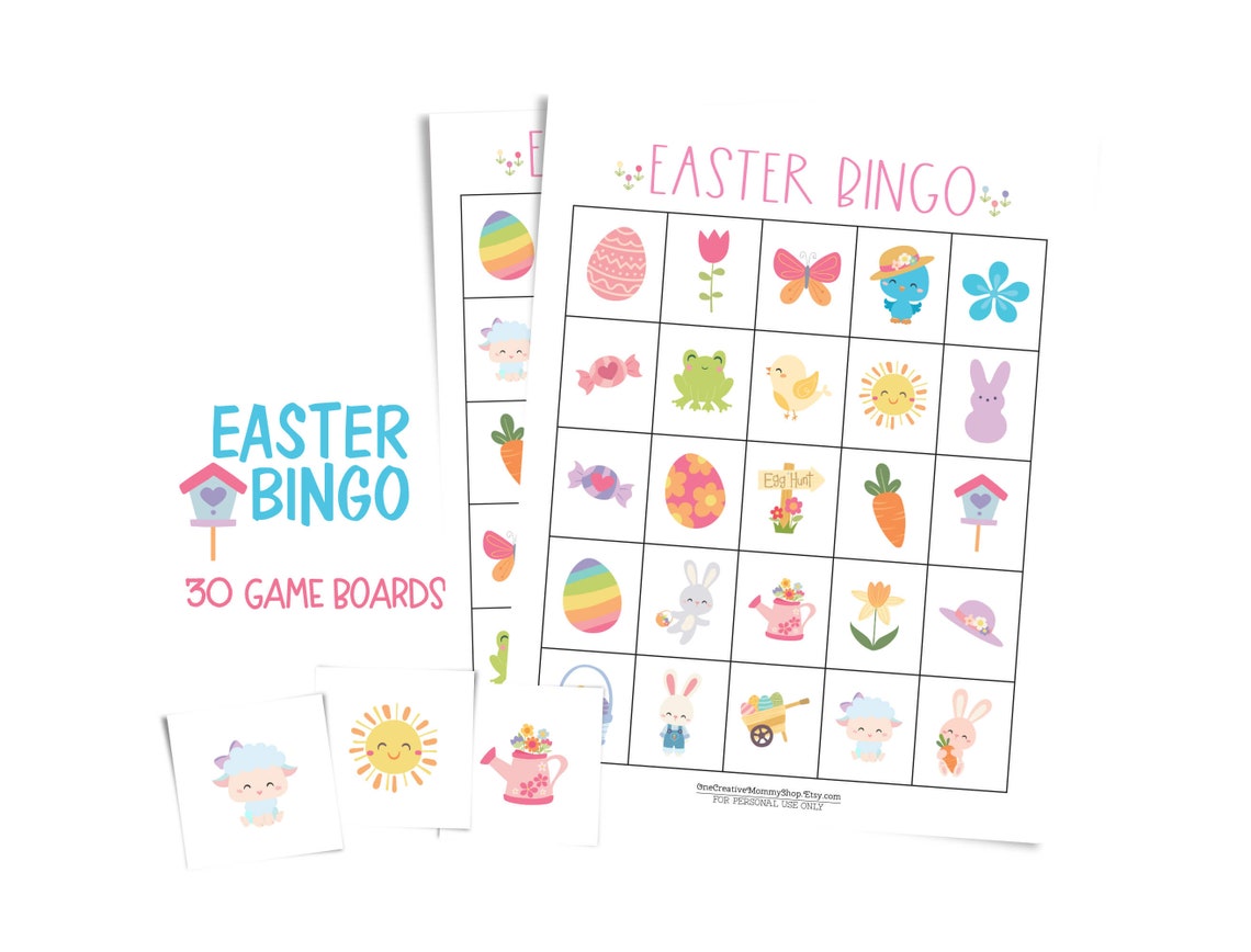 Easter Bingo Game for Kids Easter Party Fun for Large Groups 30 ...