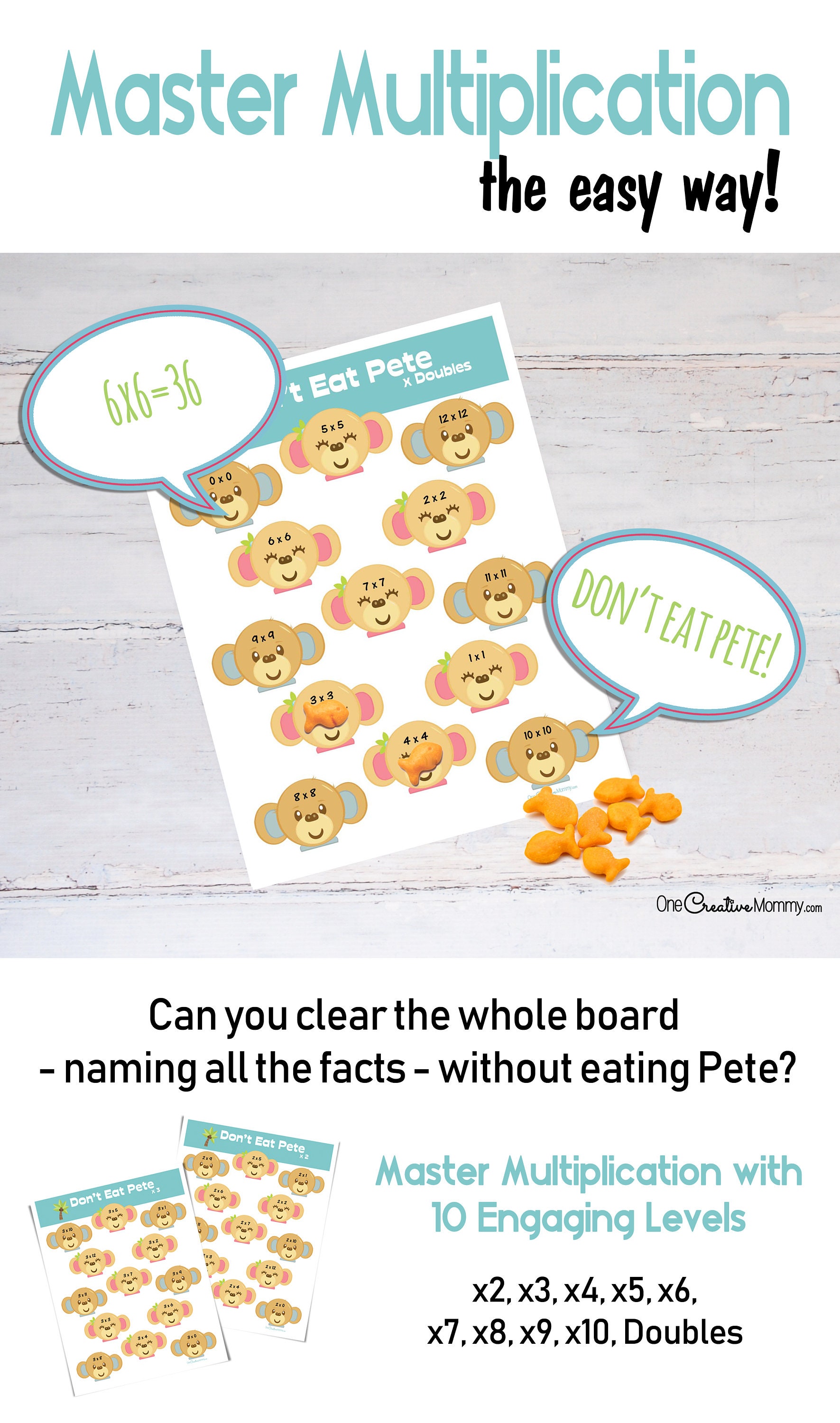 Multiplication Fact Game Don't Eat Pete - Etsy