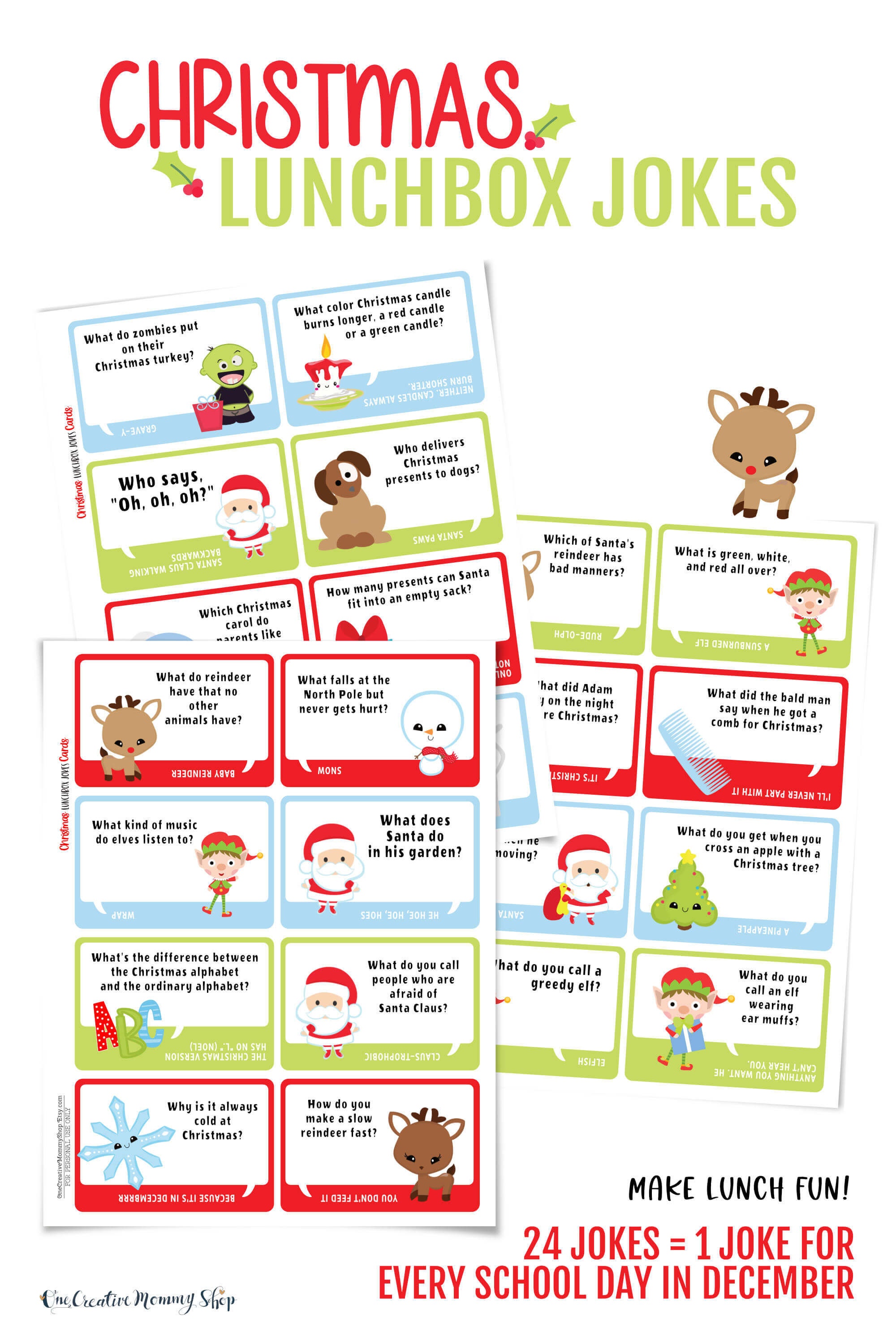 Christmas Lunchbox Jokes for Kids Instant Download Printable Lunchbox ...