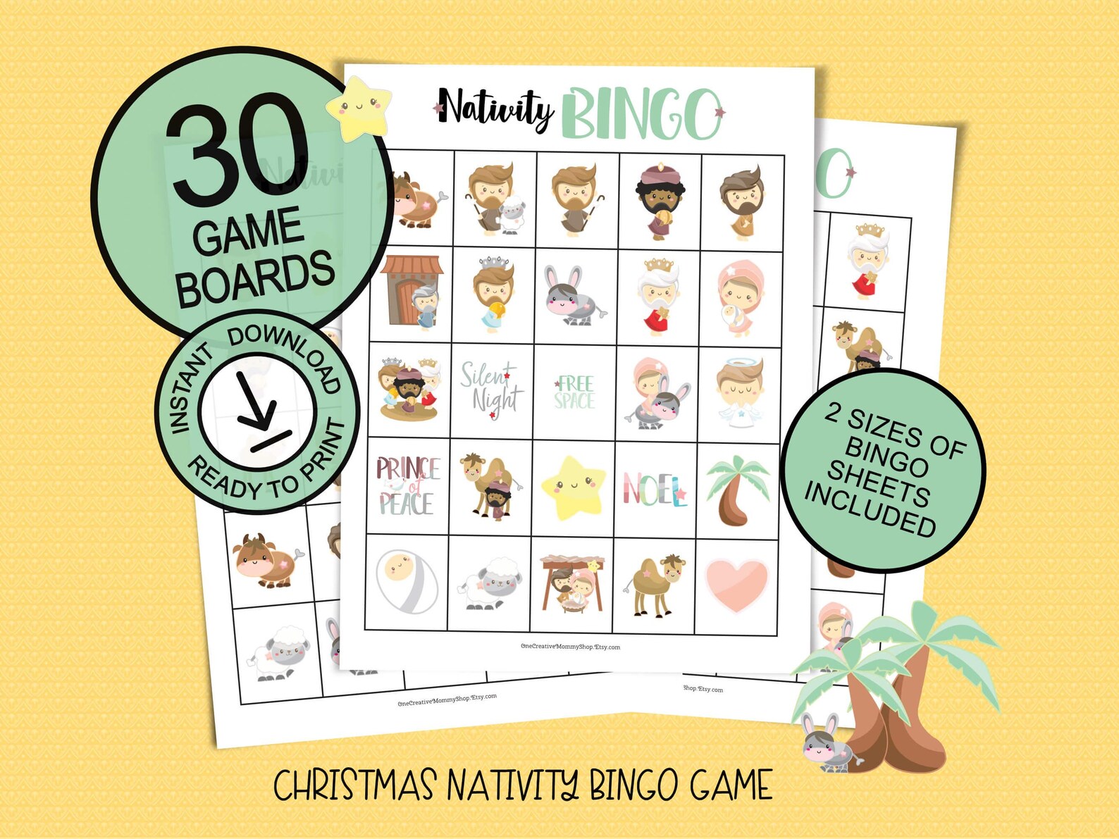 Nativity Bingo Game for Parties and Large Groups; 30 Printable Game ...