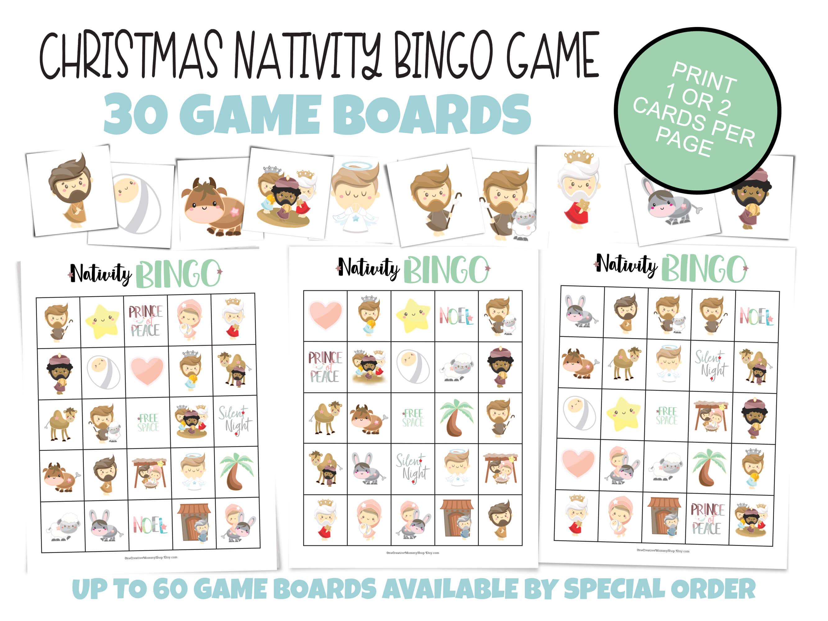 Nativity Bingo Game for Parties and Large Groups; 30 Printable Game ...