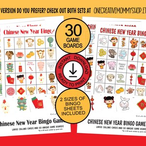 Chinese New Year Bingo Card Game for Parties and Family Gatherings; 30 ...