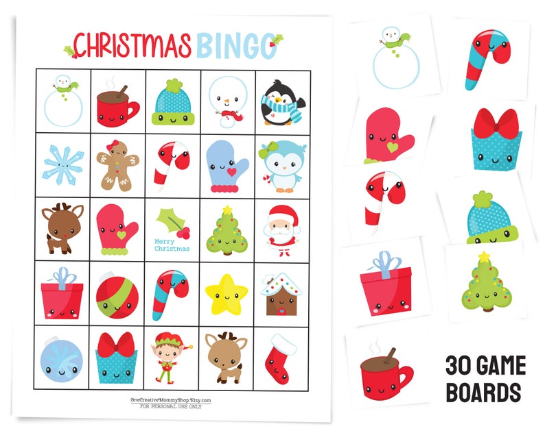 Christmas Bingo Game for Parties and Large Groups 30 Printable Game ...
