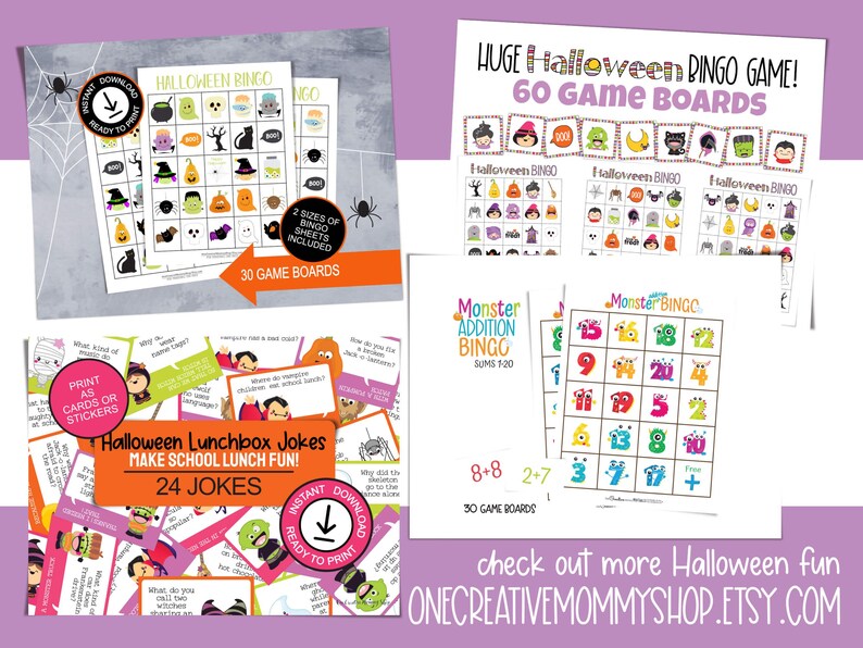 Halloween Bingo 30 Fun Printable Boards for All Ages; Game Boards for ...