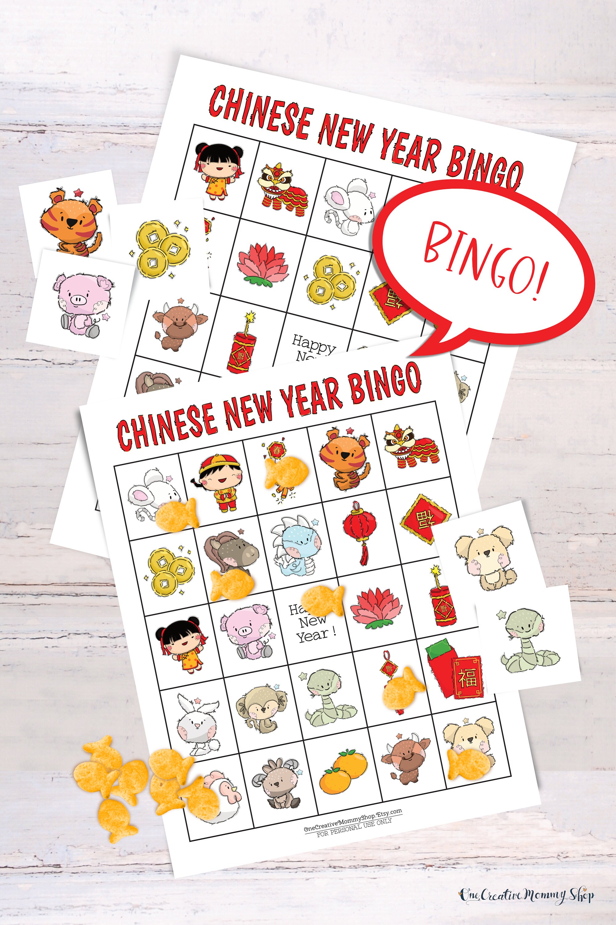 Chinese New Year Bingo Card Game for Parties and Family Gatherings 30 ...