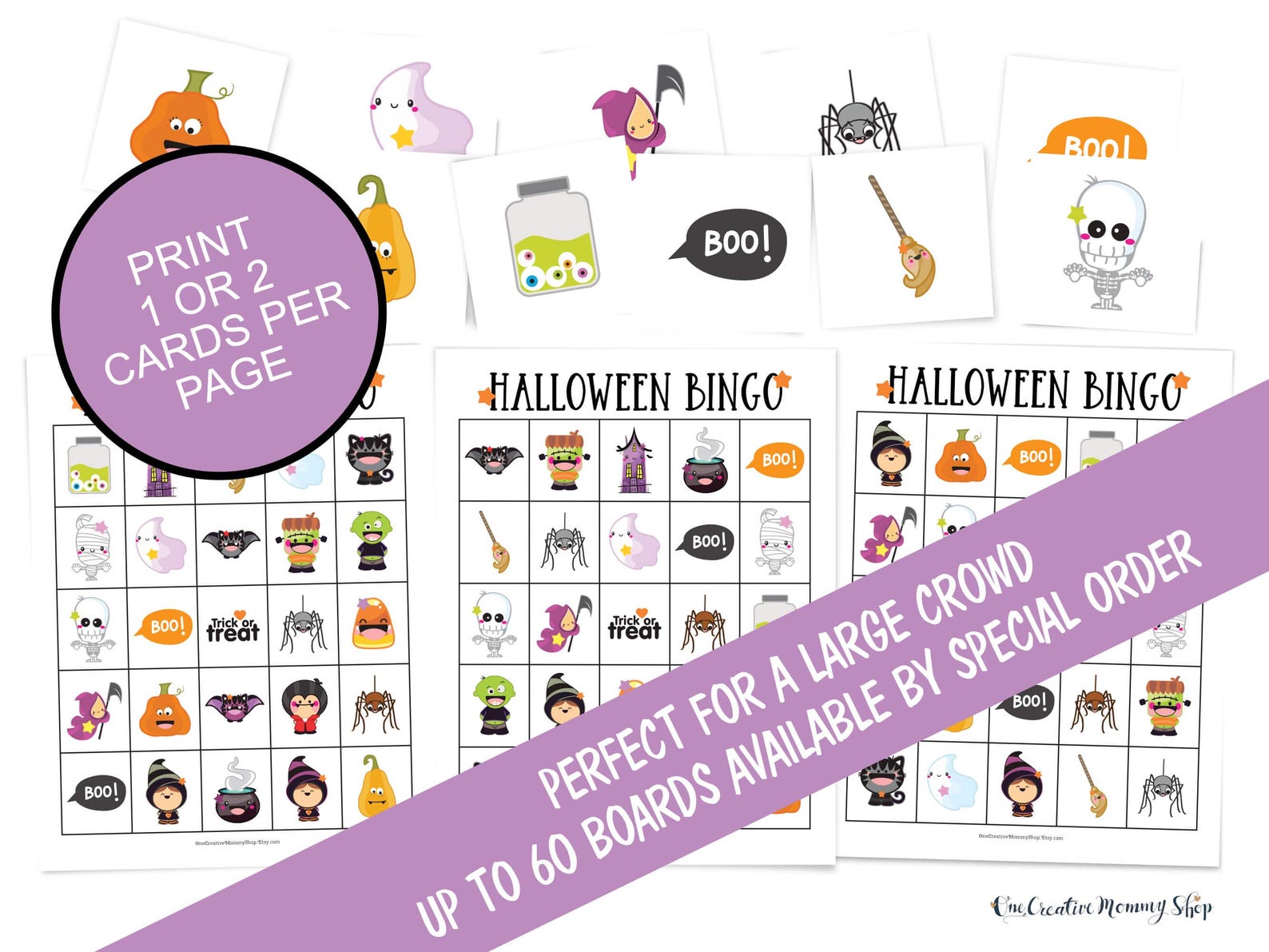 Halloween Bingo 30 Fun Printable Boards for All Ages; Game Boards for ...
