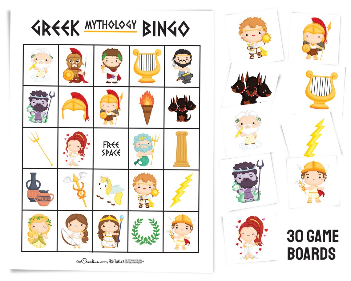 Greek Mythology Bingo - Etsy