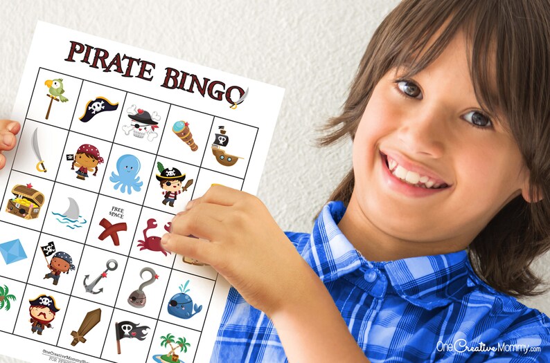 Pirate Bingo Game for Parties; 30 Printable Game Boards; Cute Gift Idea ...