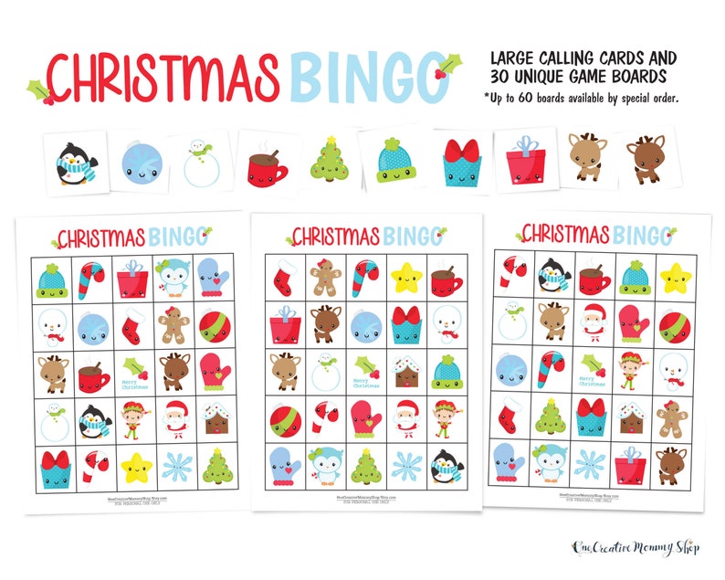 Christmas Bingo Game for Parties and Large Groups 30 Printable Game ...