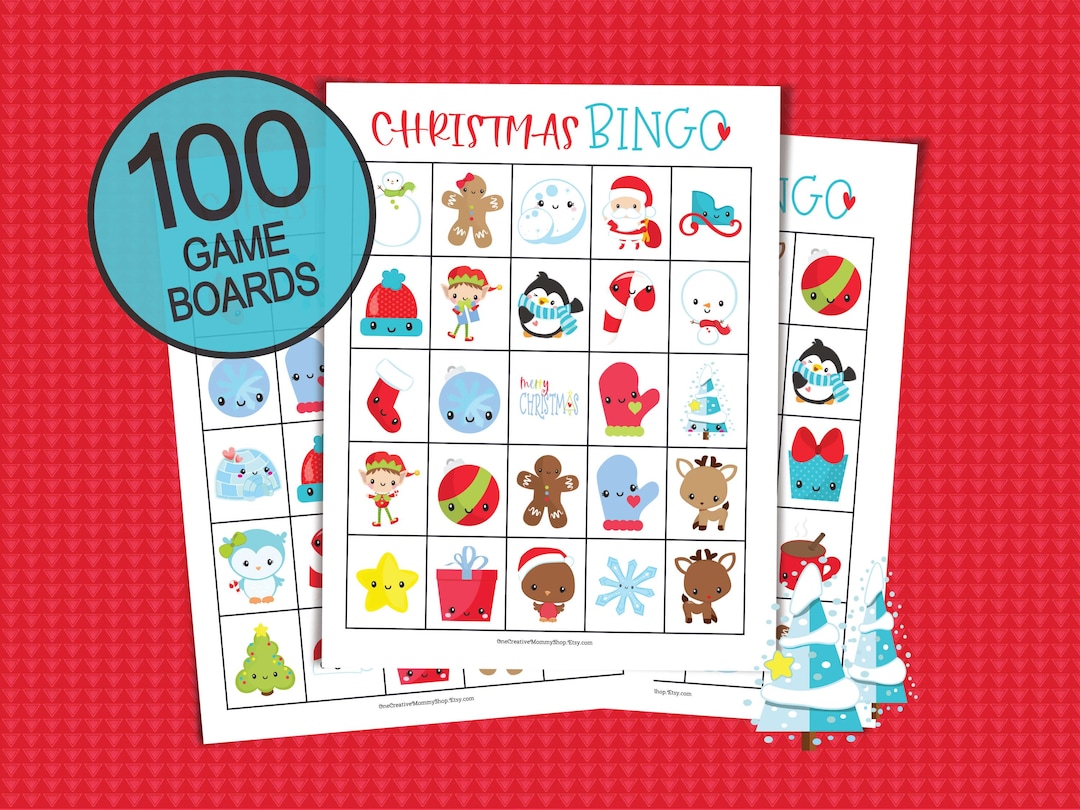 Huge Christmas Bingo Game 100 Players; Bingo Sheets for Parties and ...