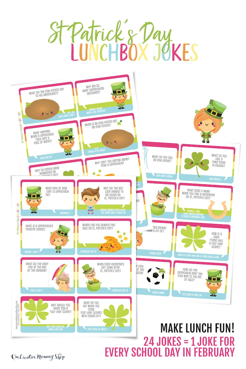 St. Patrick's Day Lunchbox Jokes for Kids Cute Leprechaun Jokes ...