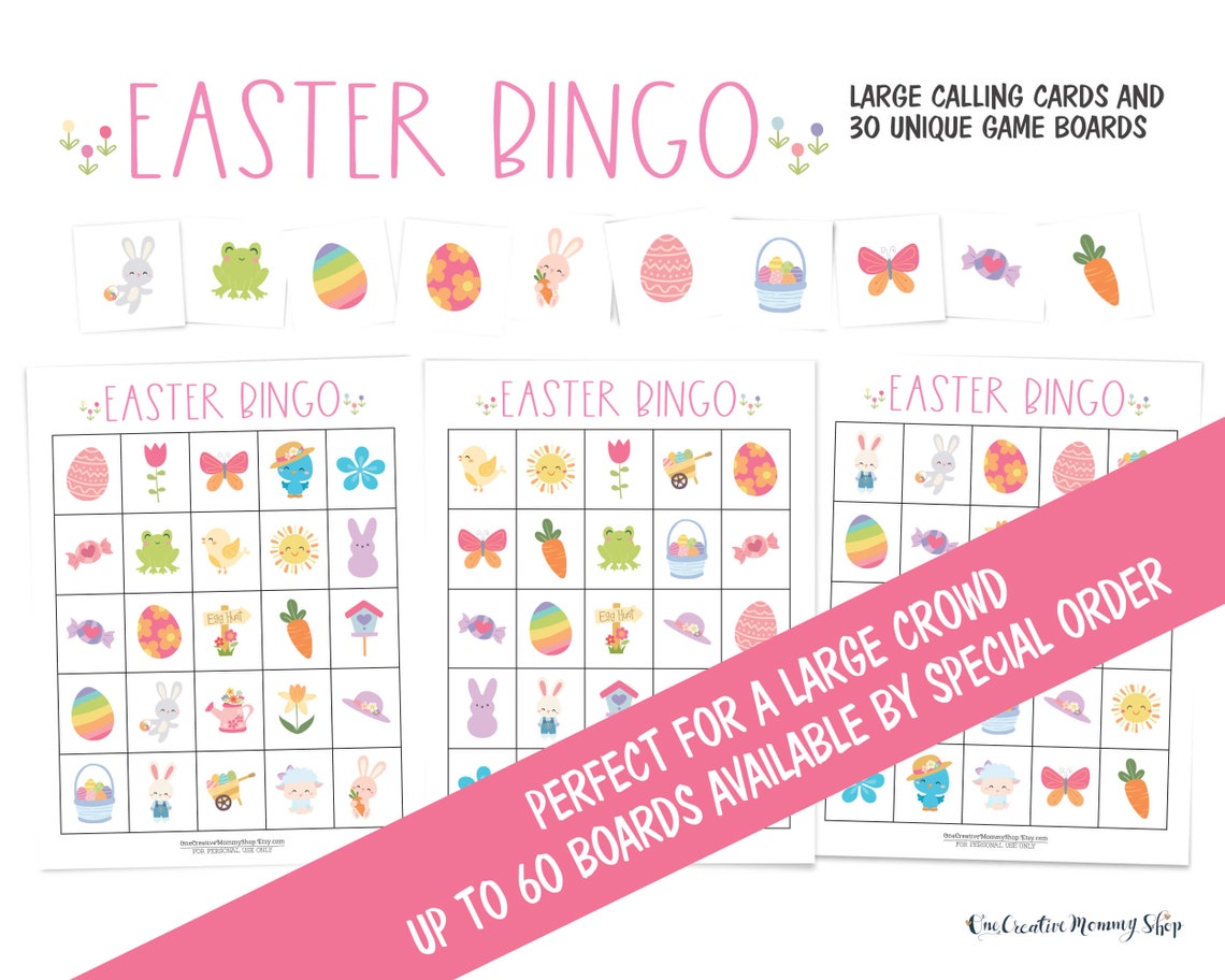 Easter Bingo Game for Kids Easter Party Fun for Large Groups 30 ...