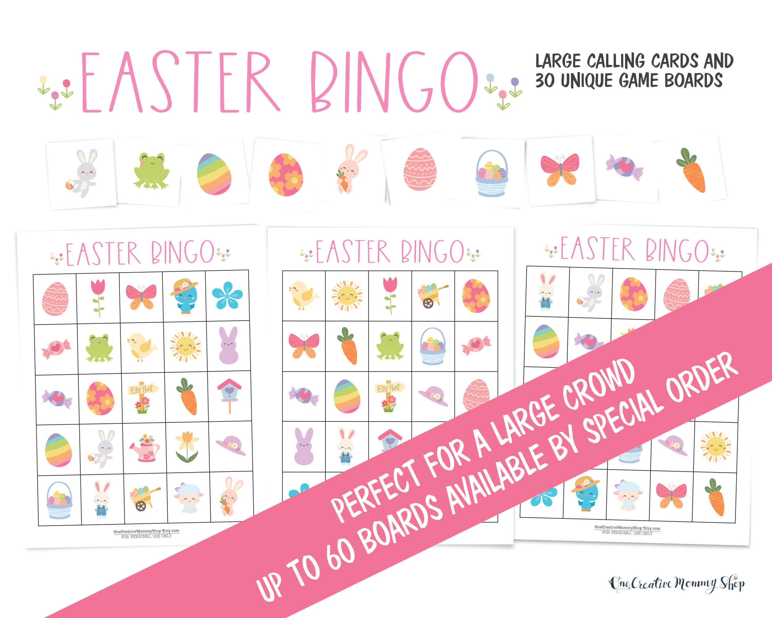 Easter Bingo Game for Kids Easter Party Fun for Large Groups 30 ...