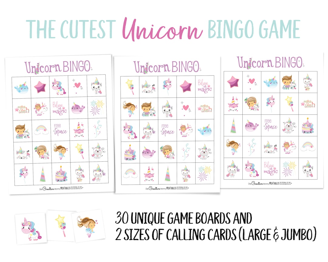 Unicorn Bingo Game - Etsy