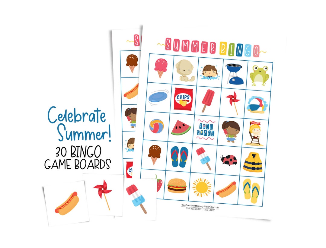 Summer Bingo Cards for Parties and Large Groups; Fun Boredom Buster ...
