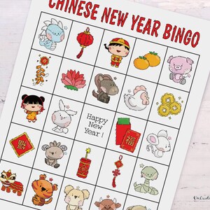 Chinese New Year Bingo Card Game for Parties and Family Gatherings; 30 ...