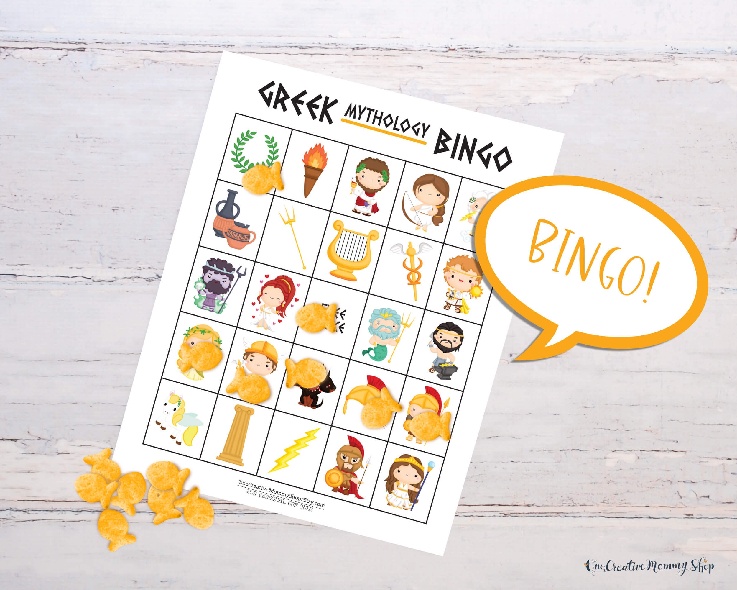 Greek Mythology Bingo Game for Kids Greek Gods and Goddesses 30 ...