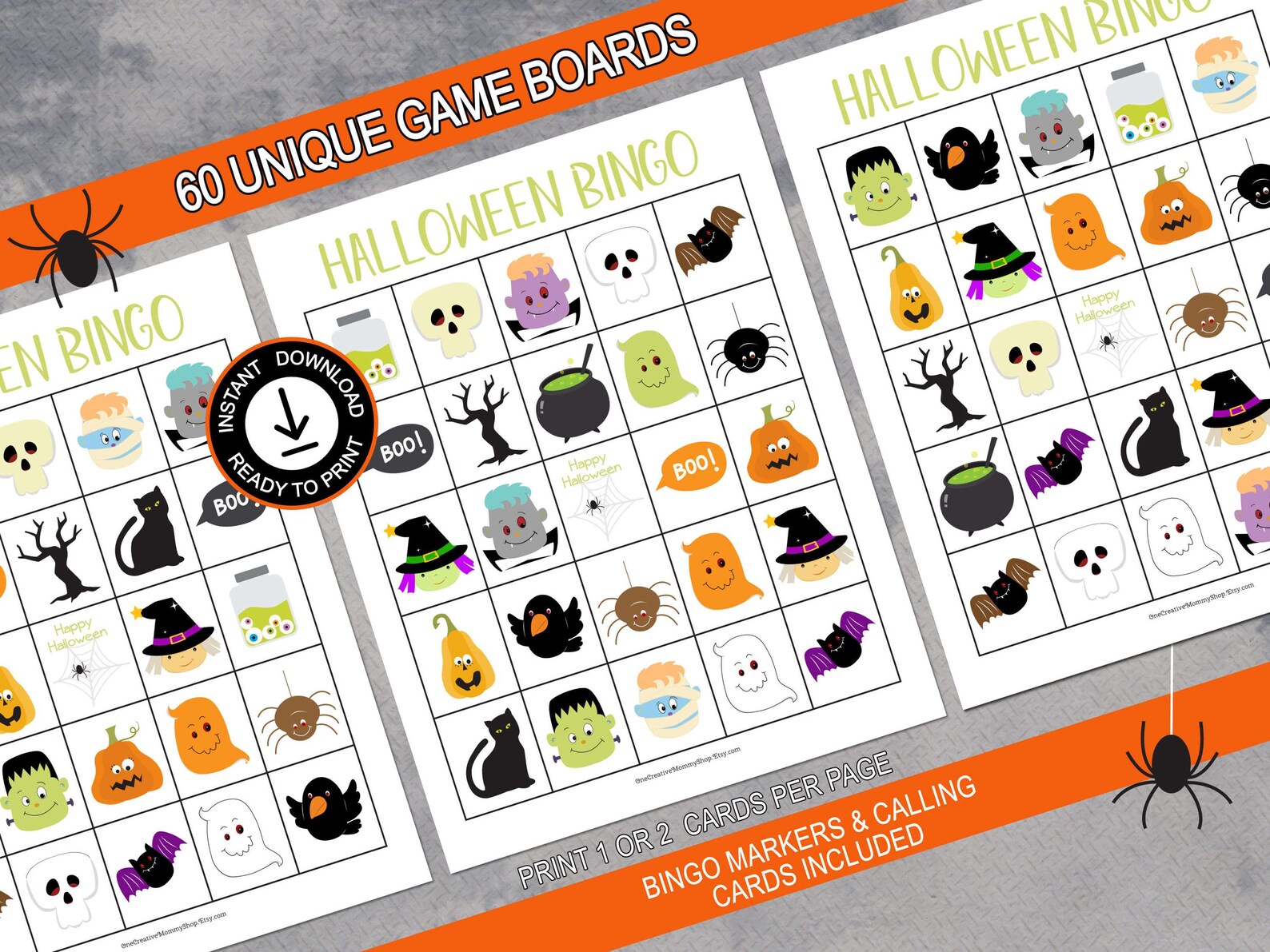 Halloween Bingo Spooky Card Game for Parties and Large Groups, 60 ...