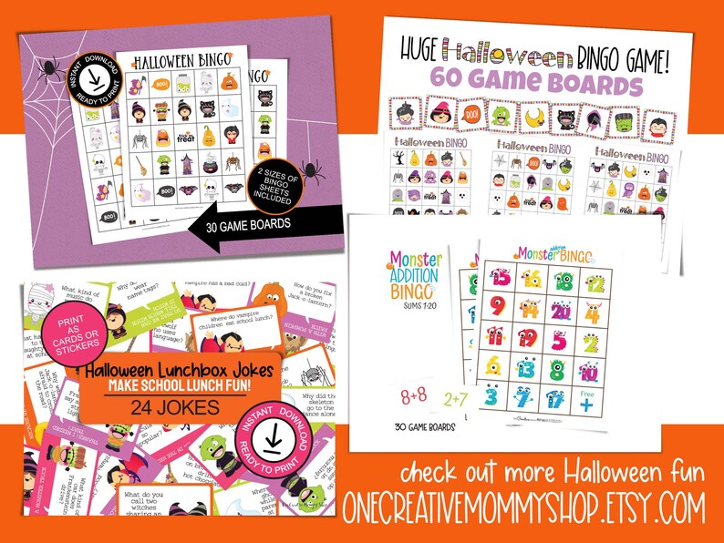 Halloween Bingo Spooky Card Game for Parties and Large Groups, 60 ...