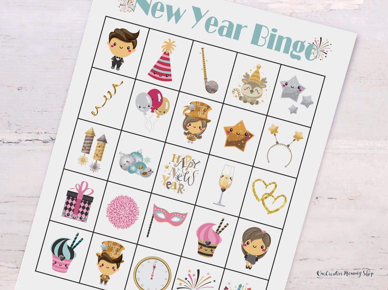 New Year's Eve Bingo Cards for Kids; 30 Printable Game Boards; Fun New ...