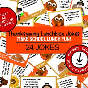 24 Printable Thanksgiving Jokes for Kids - Lunchbox Notes & Stickers ...