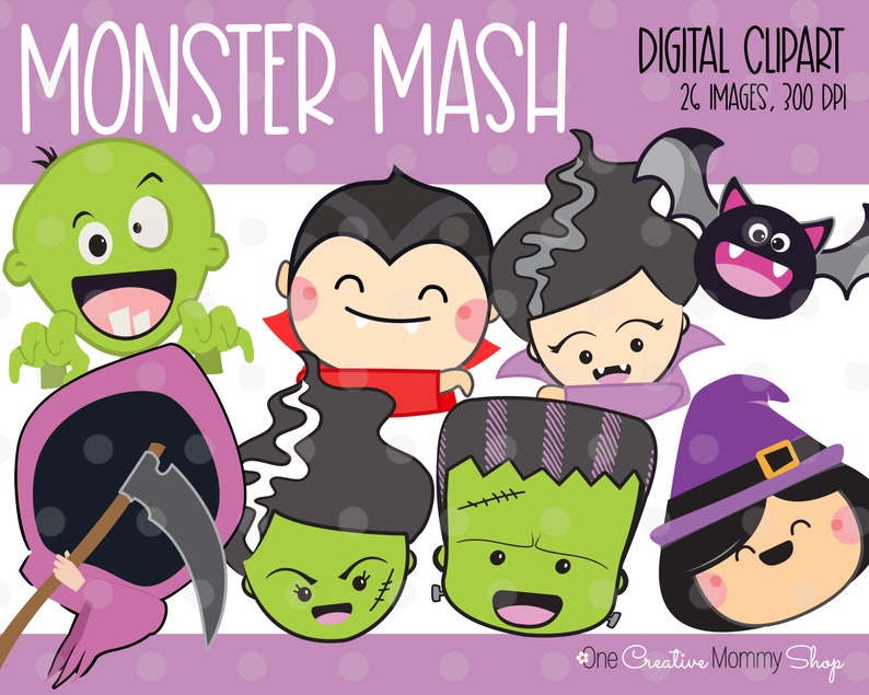 Monster Mash Halloween Clipart | Etsy