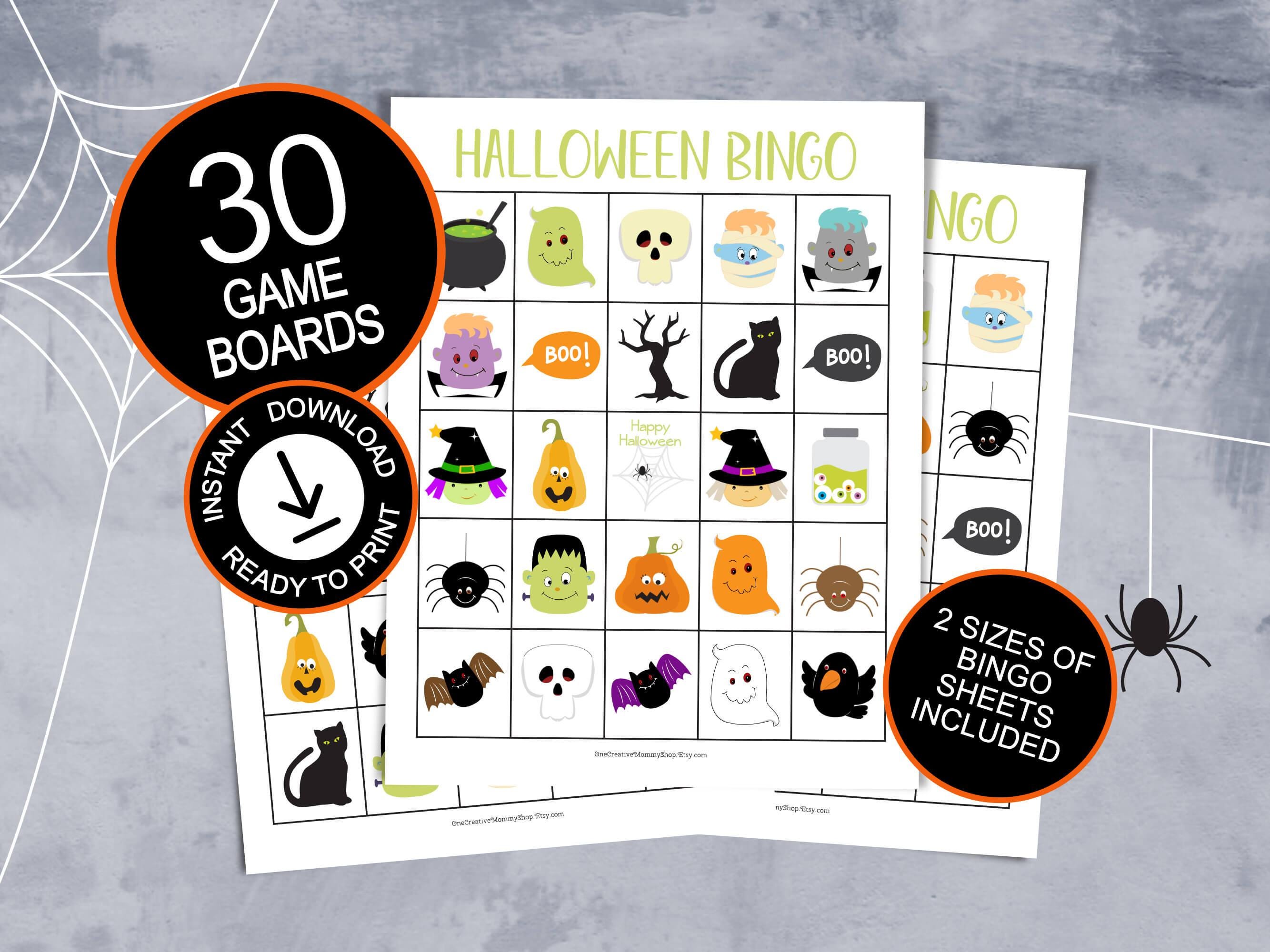 Halloween Bingo Spooky Card Game for Parties and Large Groups; 30 ...