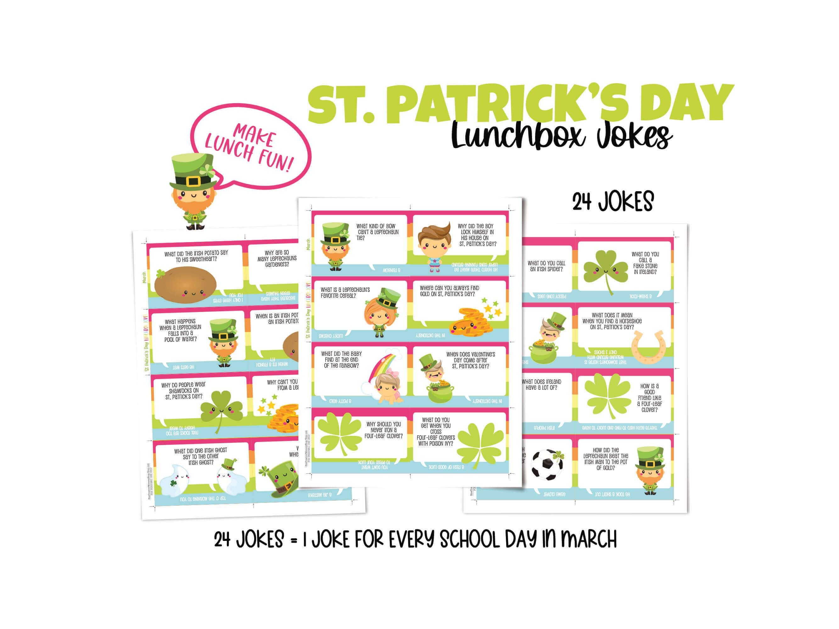 St. Patrick's Day Lunchbox Jokes for Kids; Cute Leprechaun Jokes ...