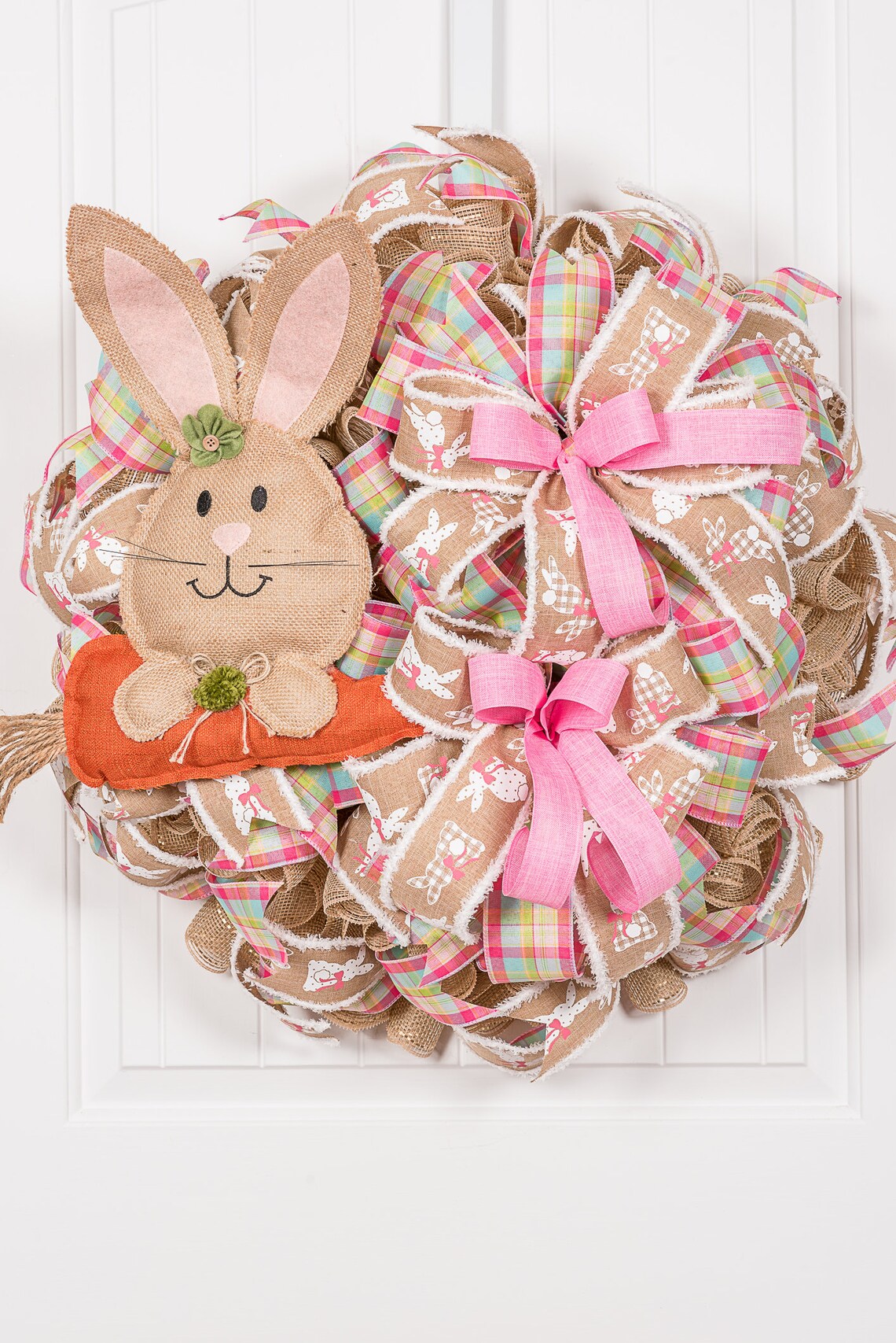 Easter Bunny Front Door Welcome Wreath, Easter Front Door Decor, Easter ...