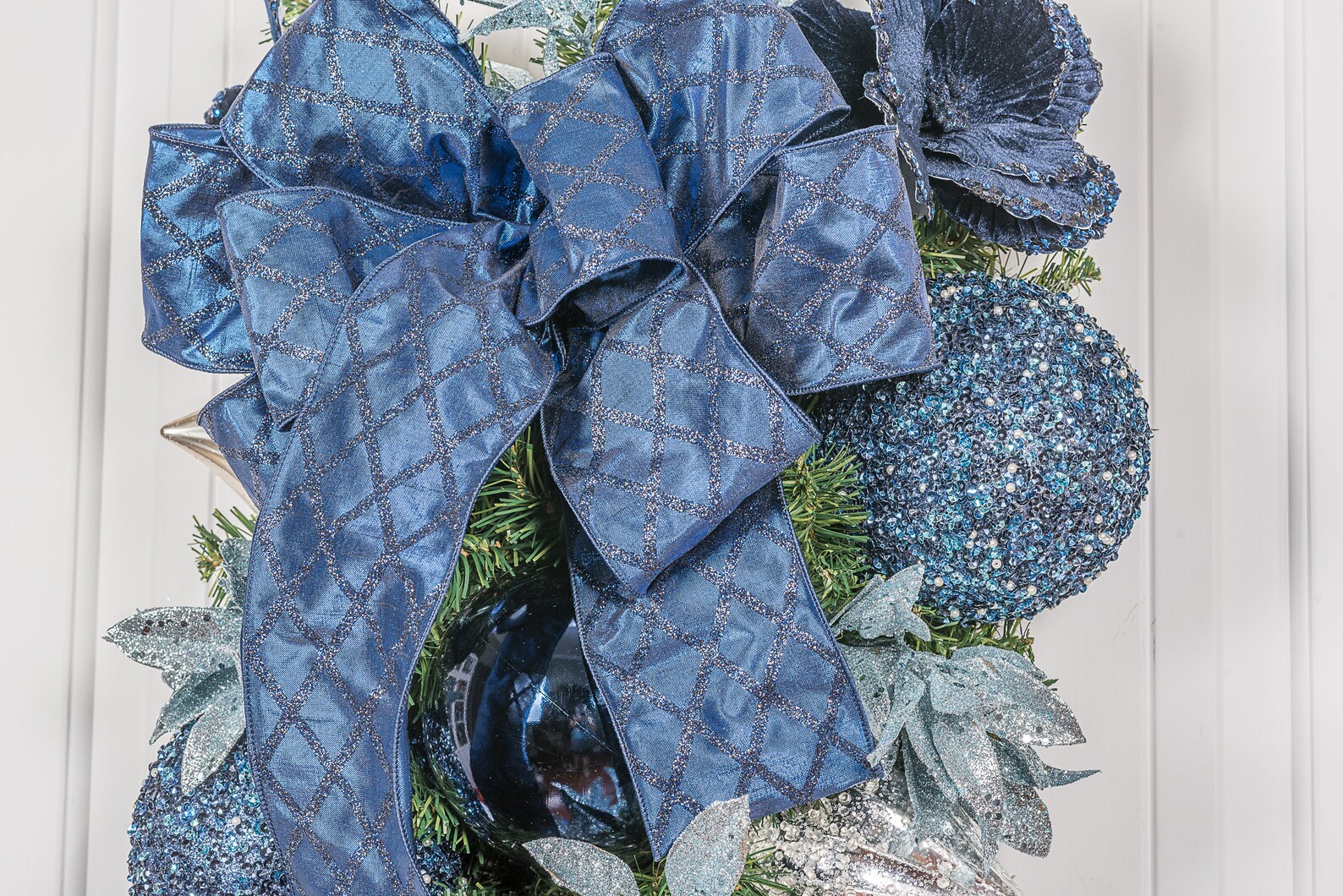 XL Christmas Front Door Swag Midnight Blue and Silver - Etsy