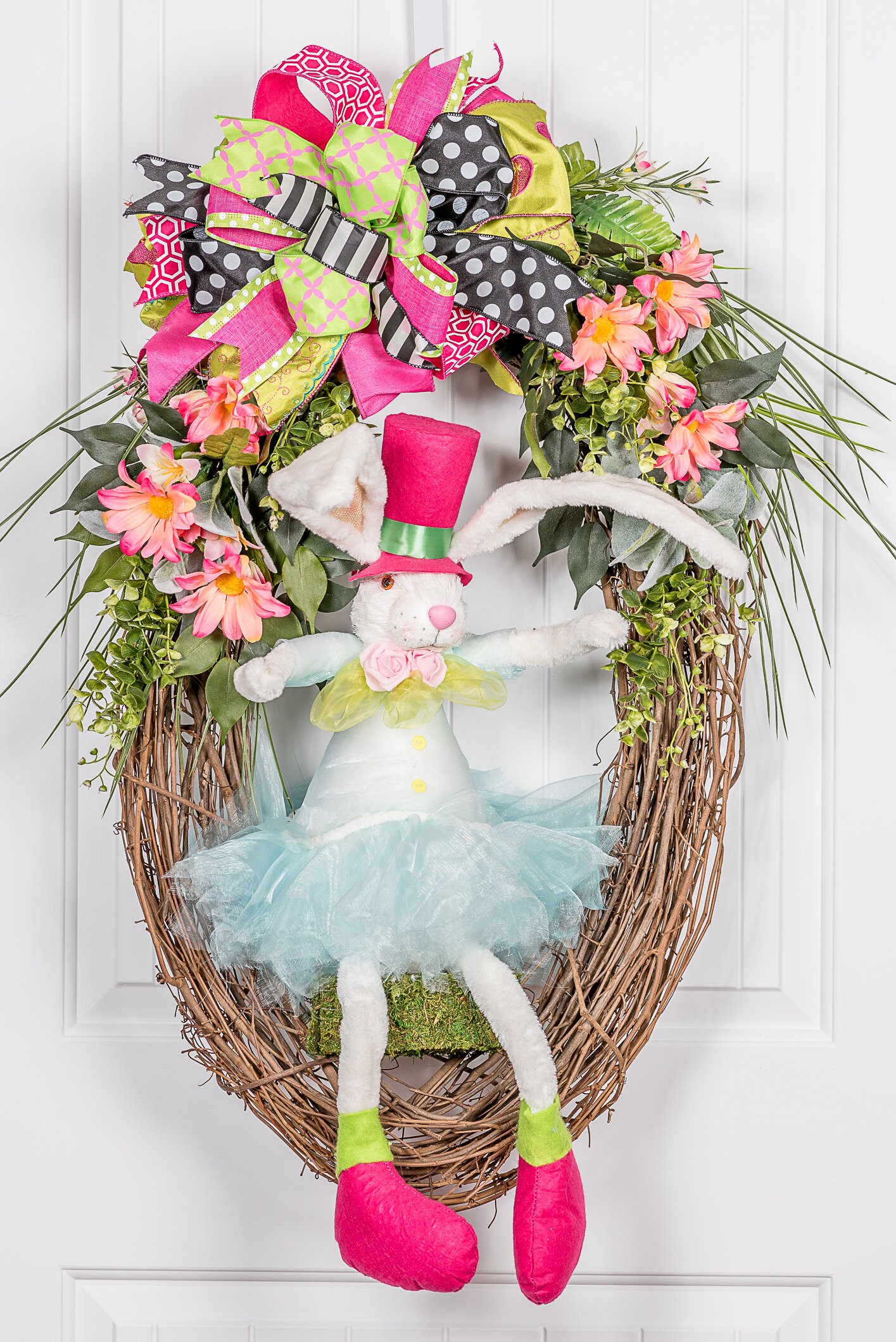 Easter Bunny Front Door Welcome Wreath Easter Front Door - Etsy
