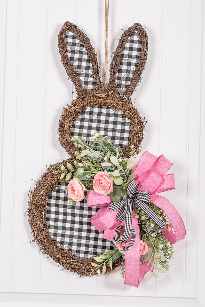 Easter Bunny Front Door Welcome Wreath Bunny Door Hangar - Etsy