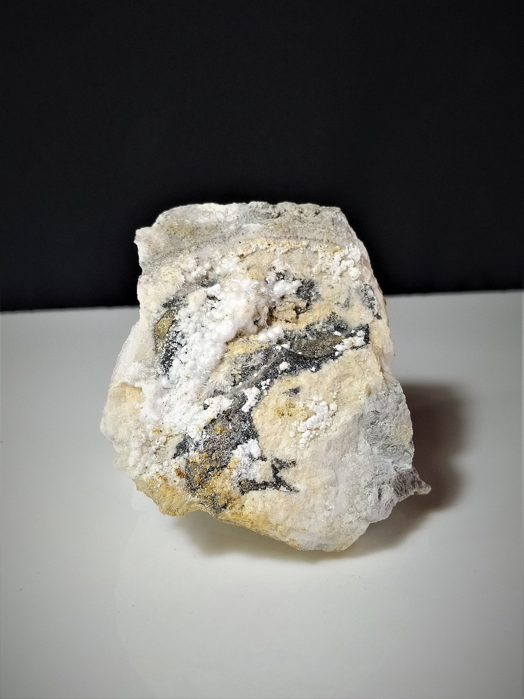 Pharmacolite in Galena, Rare Greek Mineral Specimen, Lavrion - Etsy