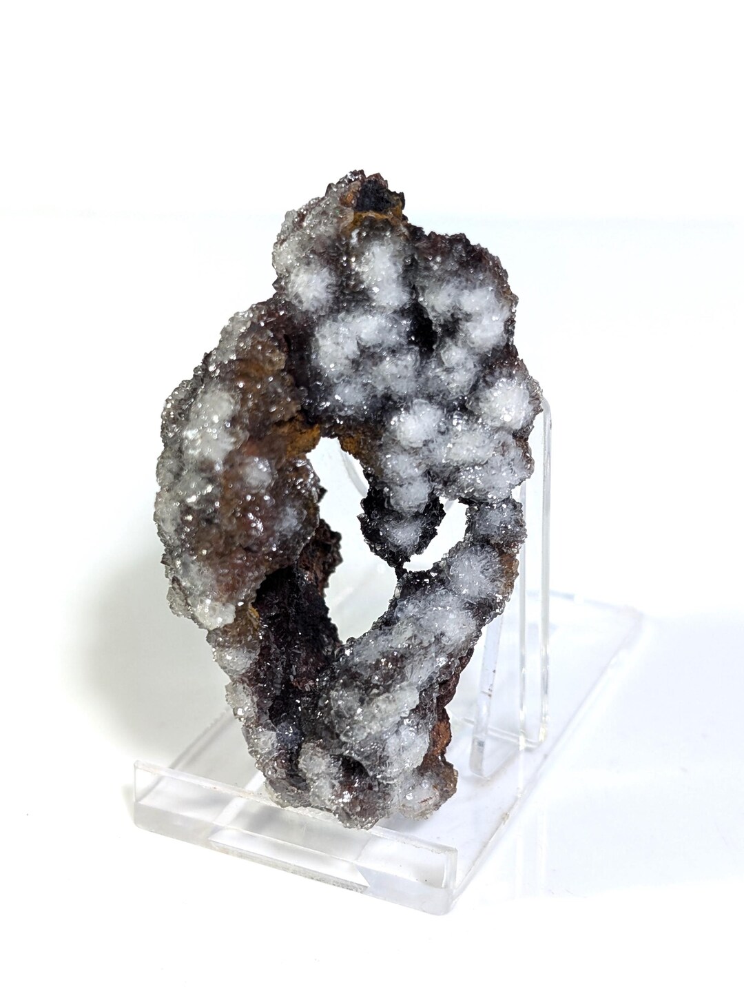 Dazzling Specimen White Crystalline Aragonite in a Manganese Matrix ...