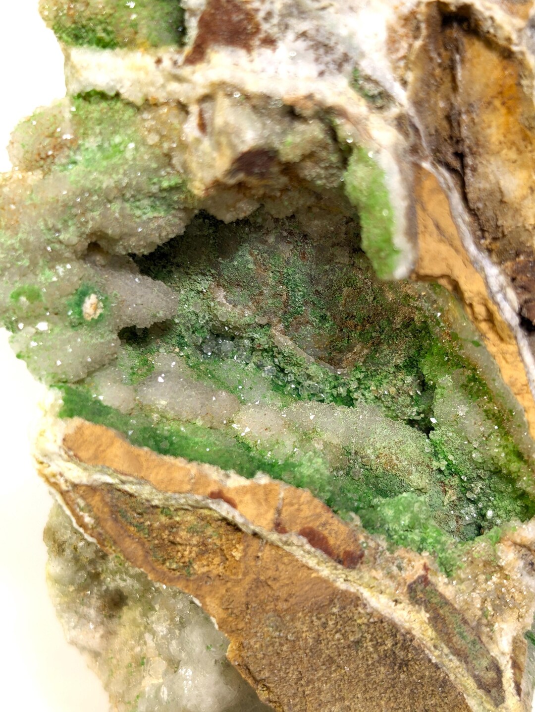 Conichalcite With Fluorite and Quartz, High Grade, Rare Specimen, Greek ...