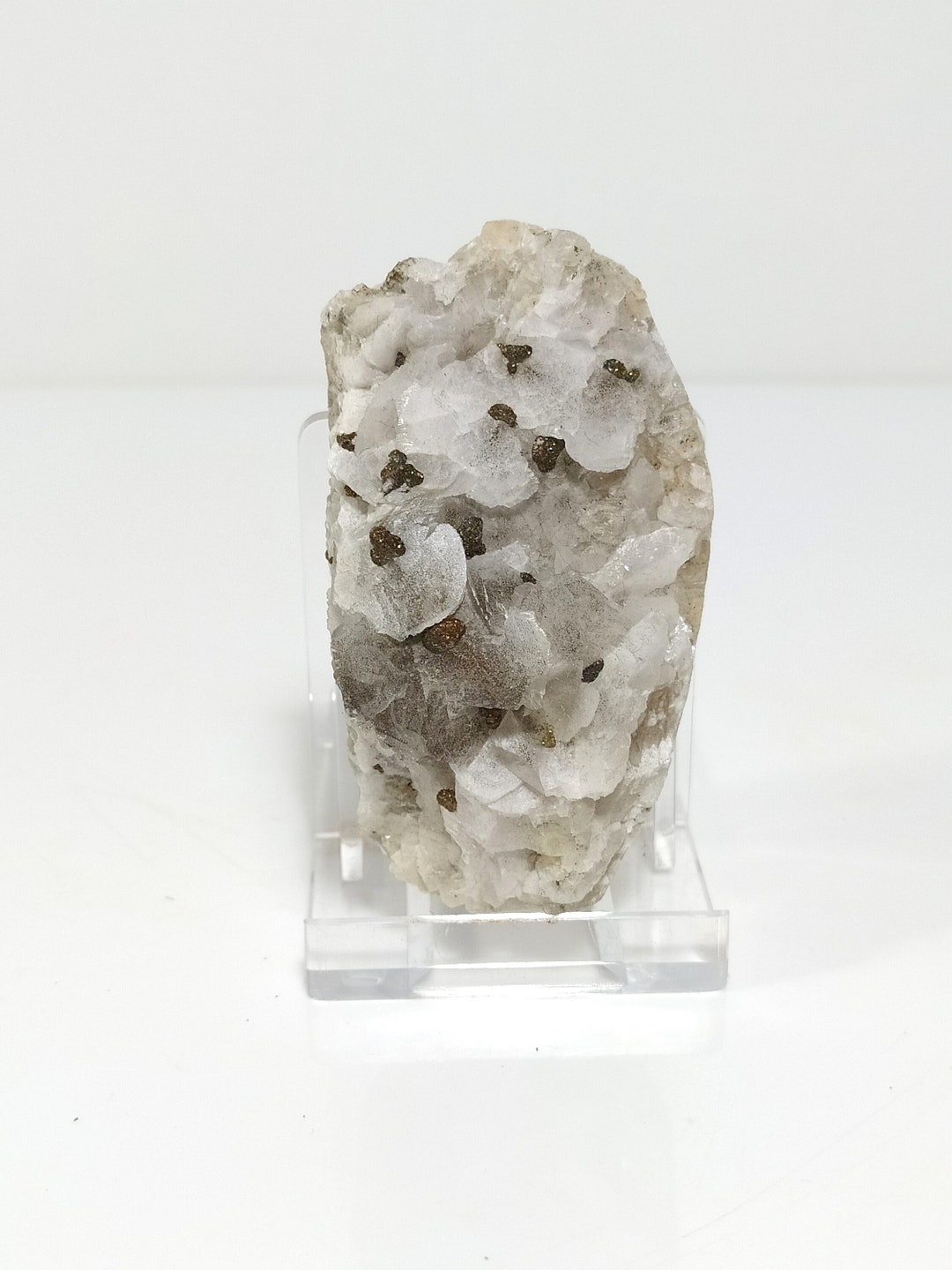 Calcite and Chalcopyrite Greek Mineral Raw Crystal Healing Stone White ...