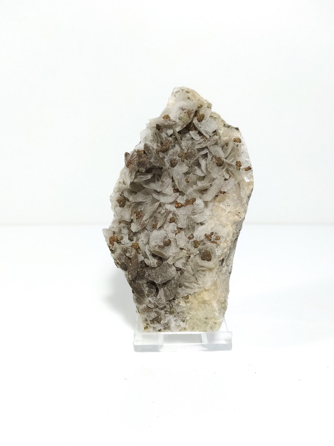 Calcite and Chalcopyrite Greek Mineral Raw Crystal Healing Stone White ...