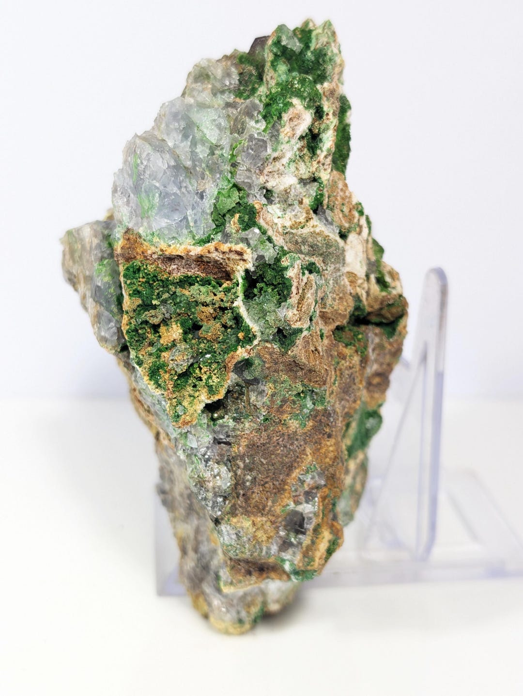 Conichalcite With Fluorite and Quartz Microcrystals, Museum Size, Rare ...