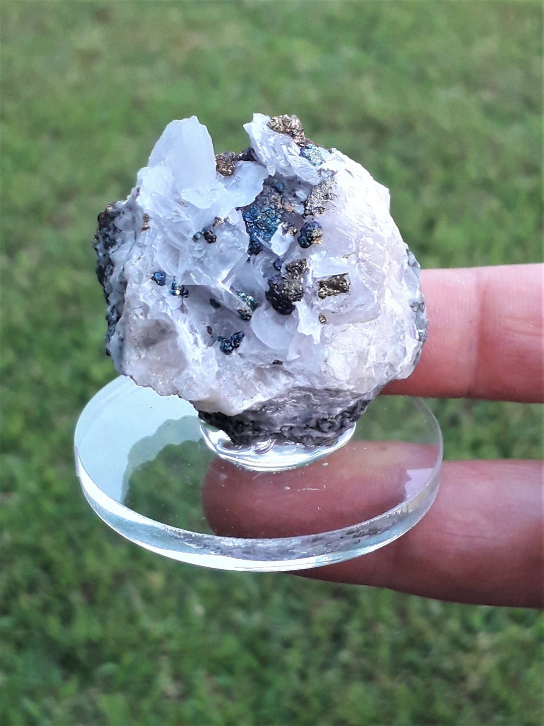 Calcite With Iridescent Goethite and Pyrite Rare Calcium Greek Mineral ...