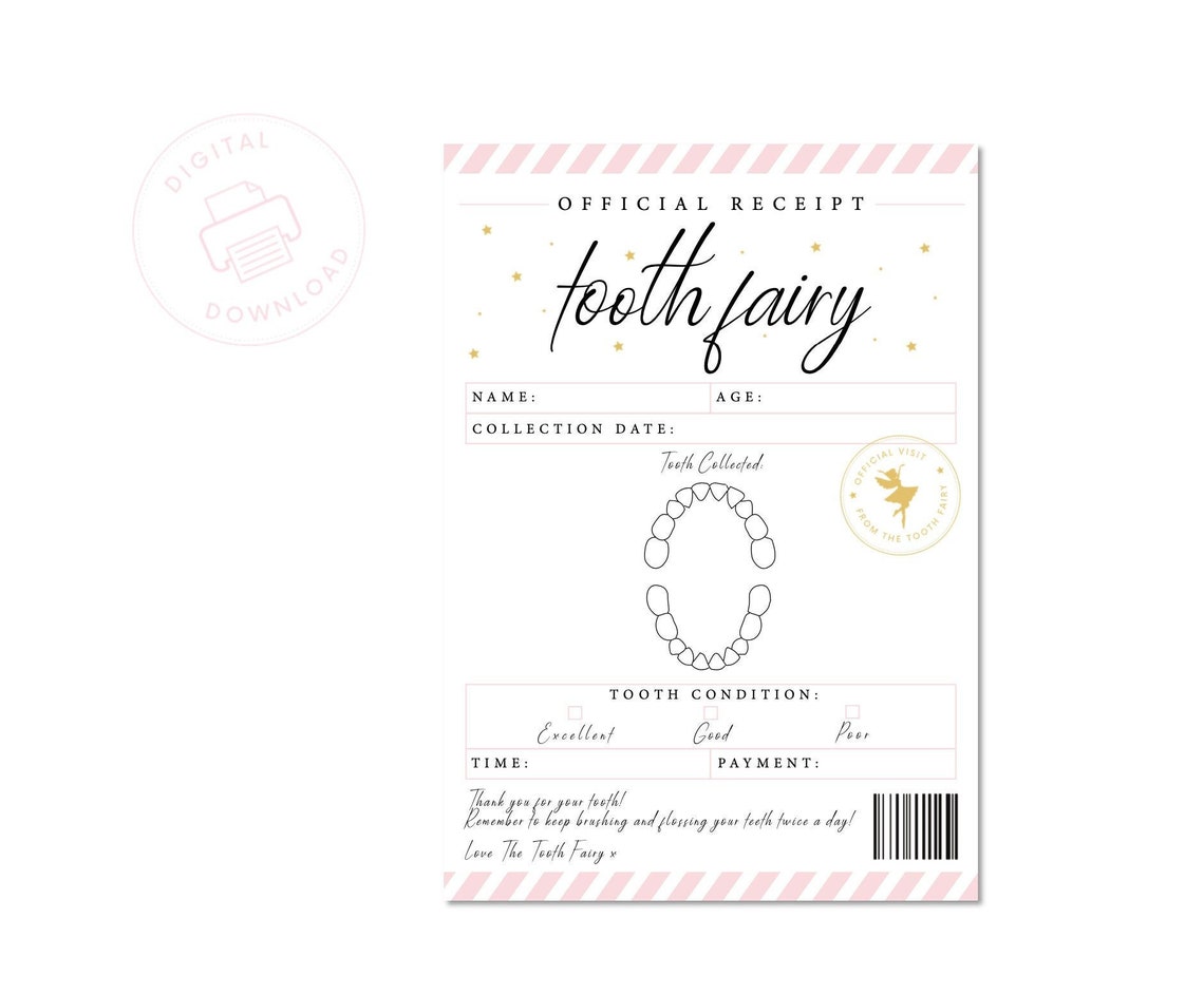 Tooth Fairy Receipt Official Tooth Fairy Tooth Fairy | Etsy UK